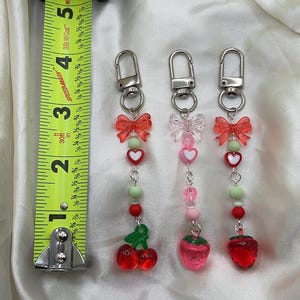 Beaded Cherry/ Strawberry Key Chains. Fruit Inspired Key Chains ...