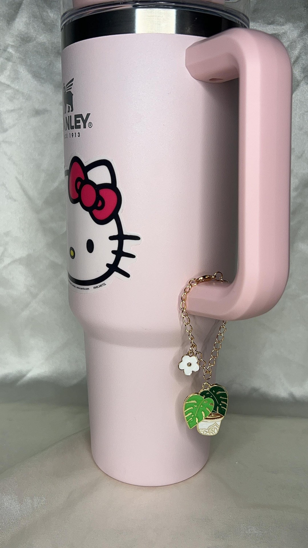 Plant or Pink Bow Gold Stanley Charm. Charm for Tumbler/ Handbags. Cute ...