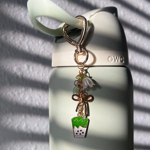 Matcha Bubble Tea Owala Charm, Matcha Bubble Tea Charm With Gold Bow ...