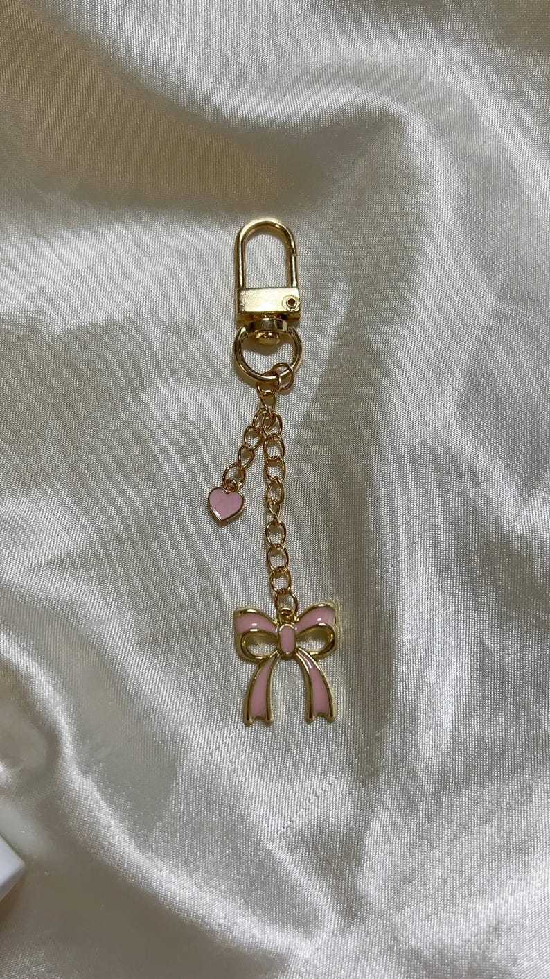 Coquette Bow and Heart Lip Gloss Key Chain. Cute and Dainty Gift Ideas ...