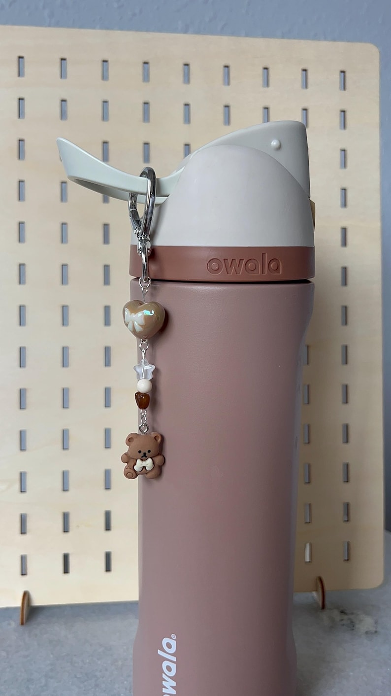 Brown Teddy Bear Heart Keychain With Silver Heart Shaped Clasp/ Bag ...