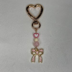 Pink or White Bow Owala Water Bottle Charm or Bag Charm/ Key Chain With ...
