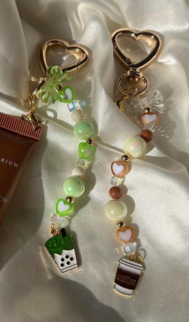 Coffee/ Matcha Boba Tea Lip Gloss Keychain. Lip Gloss Key Chain. Coffee ...
