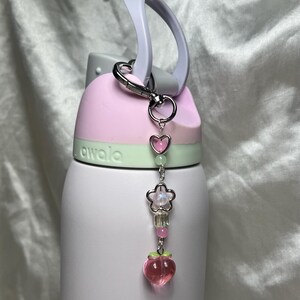 Peachy Pink & Green Beaded Pastel Keychain/ Bag Chain/ Water Bottle ...