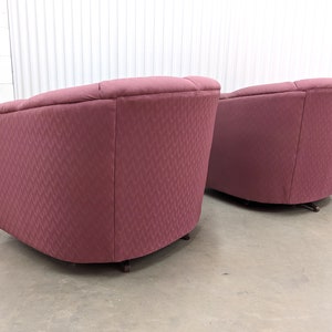 2 Mauve Channel Tufted Oversized Barrel Swivel Chairs by Rowe - Etsy