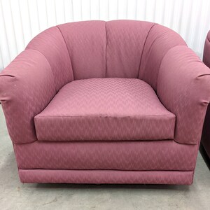 2 Mauve Channel Tufted Oversized Barrel Swivel Chairs by Rowe - Etsy