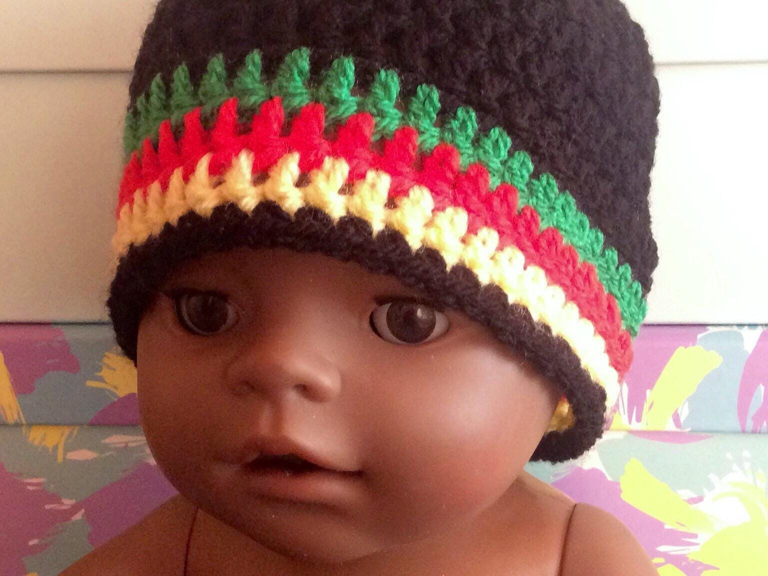 Crochet Newborn Baby Hat Rastafarian Knitted Toque Beanie Reggae Cap ...