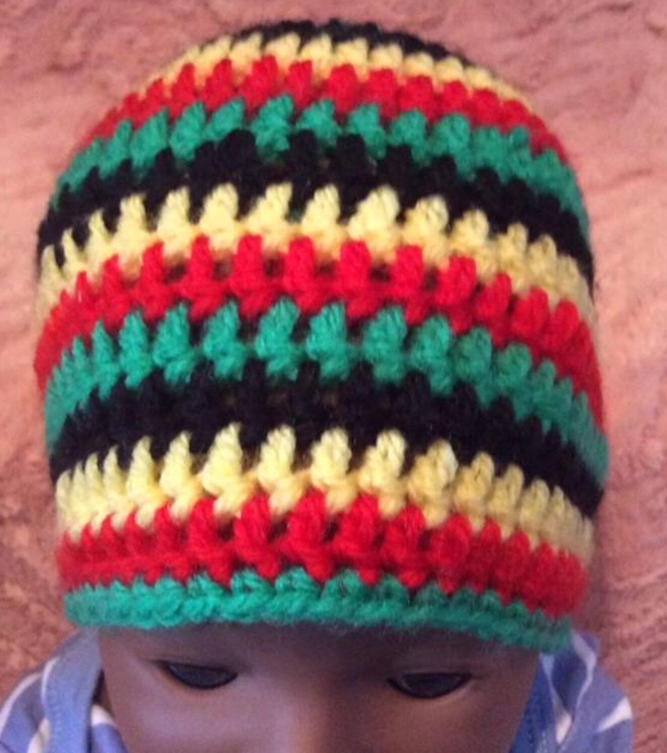 Hand Knit Baby Hat Crochet Skull Cap, Kwanzaa Gift for Newborn, Striped ...