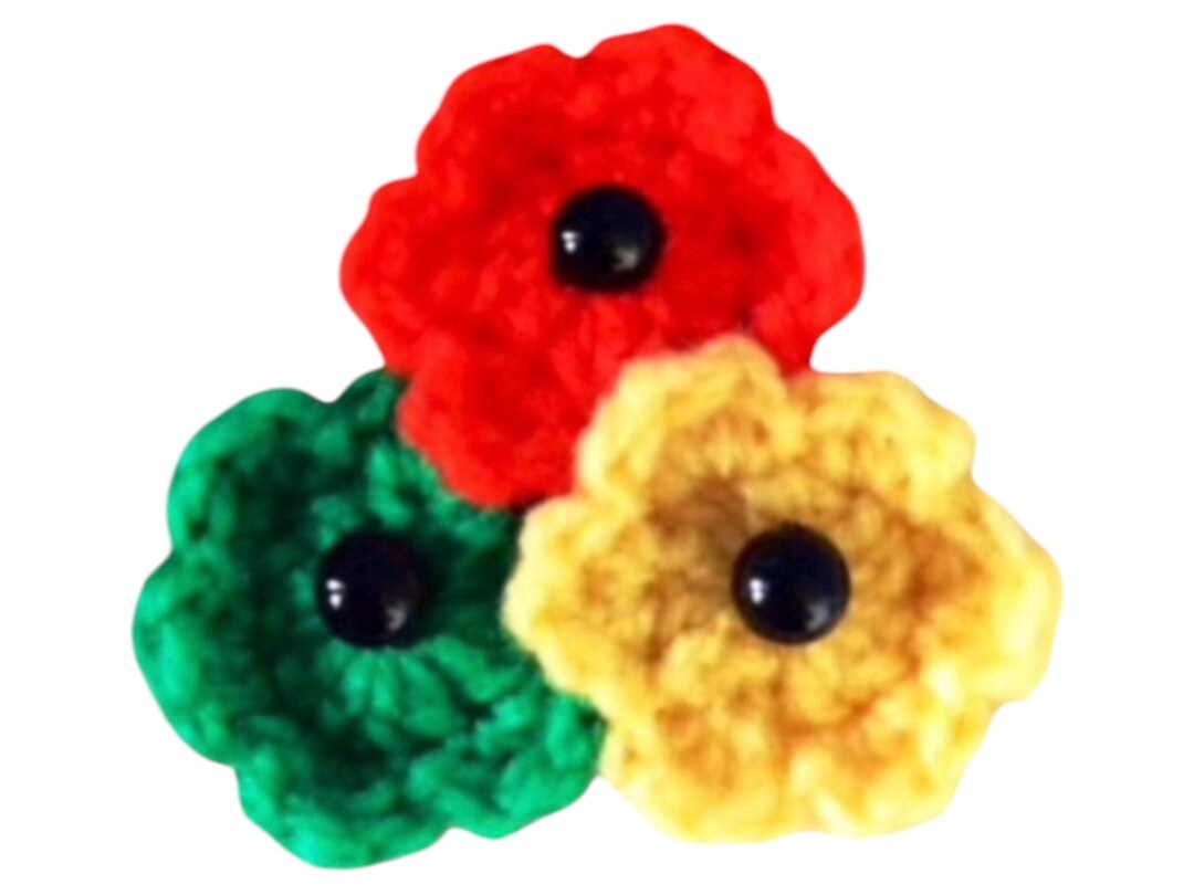 Crochet Flower Rasta Brooch Jamaican Reggae Cute Crochet Handmade Gift ...