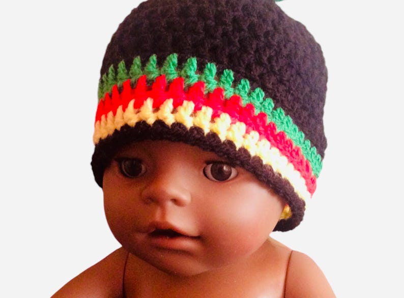 Crochet Newborn Baby Hat Rastafarian Knitted Toque Beanie Reggae Cap ...