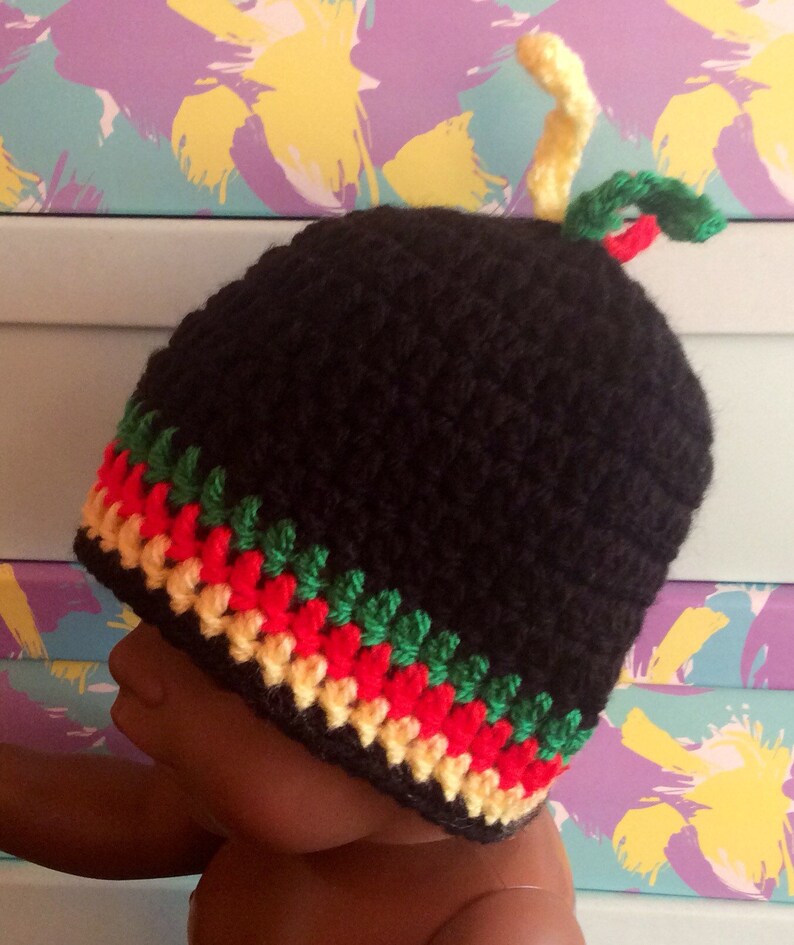 Crochet Newborn Baby Hat Rastafarian Knitted Toque Beanie Reggae Cap ...