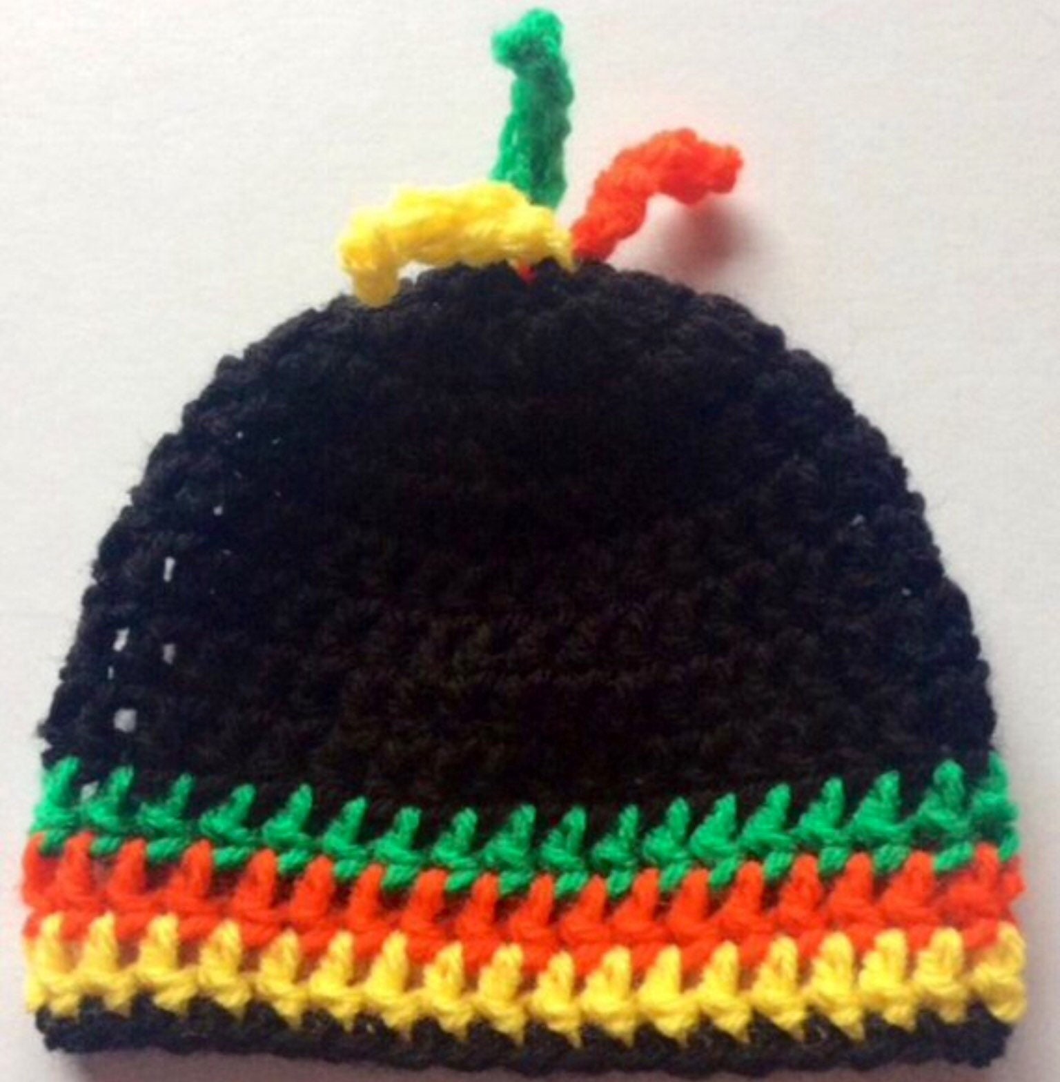 Crochet Newborn Baby Hat Rastafarian Knitted Toque Beanie Reggae Cap ...