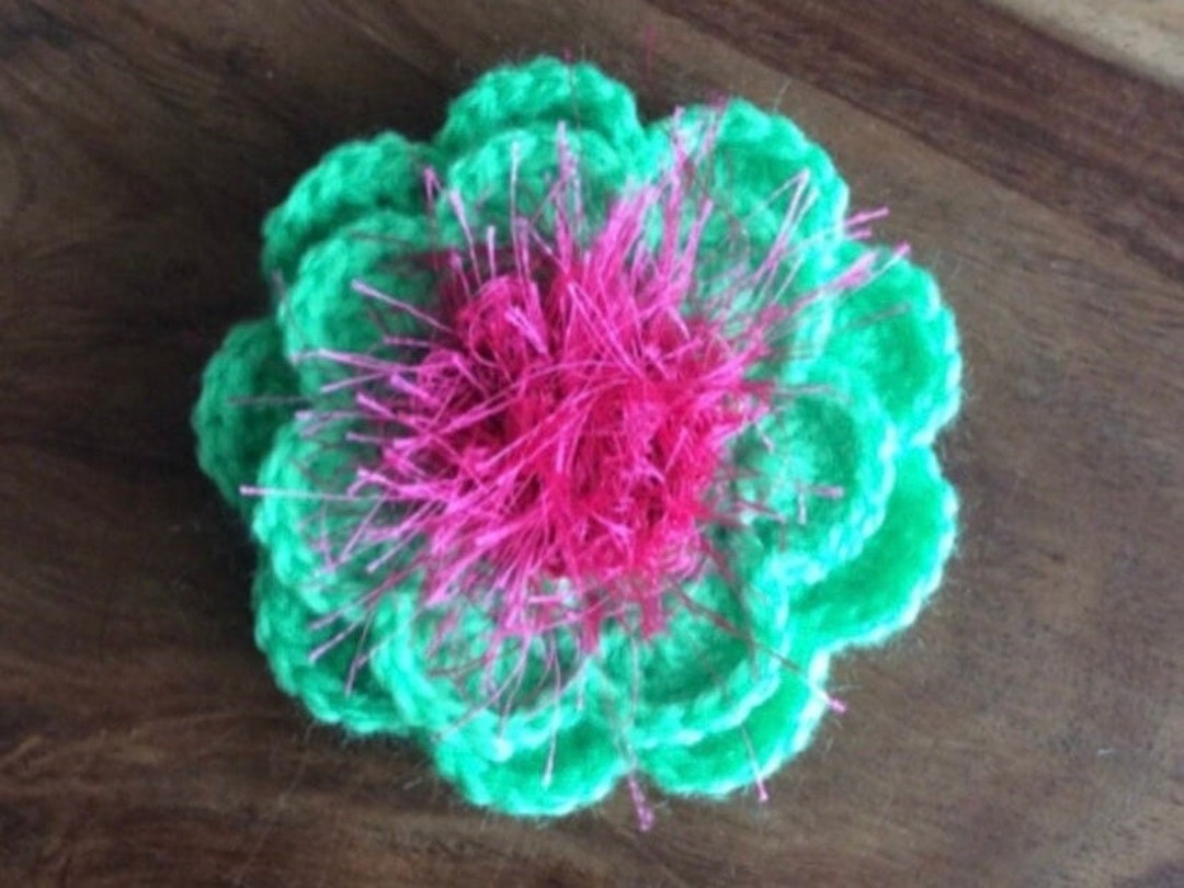 25 Crochet Brooch Green Flowers, Oversized Jewellery Maximalist Wedding ...