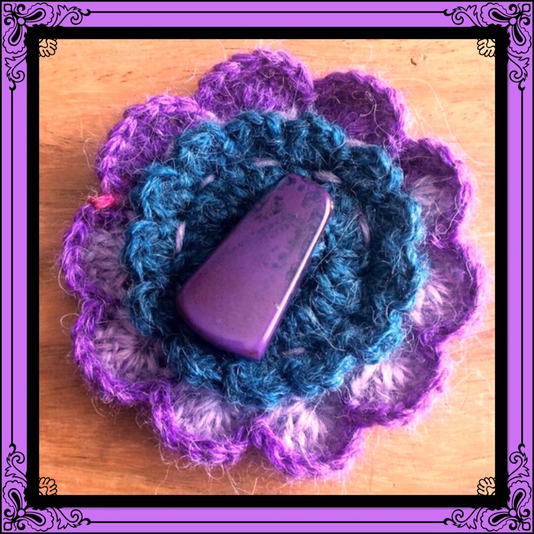 Purple Crochet Flower Brooch Sweater Pin, 1980s Style Wedding Corsage ...