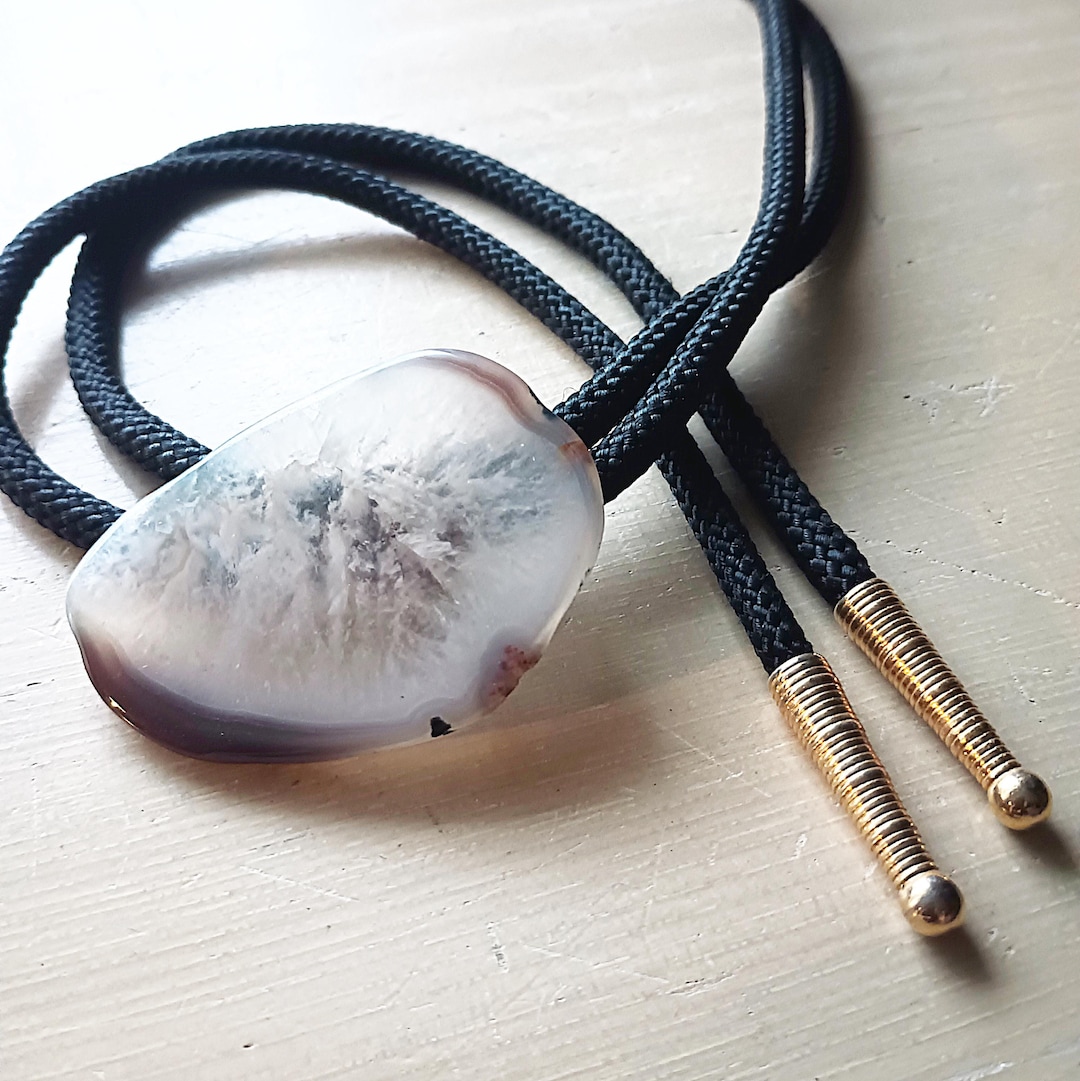 WHITE AGATE BOLO Tie Vintage - Etsy