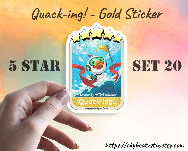 Quack Ing Golden Sticker 5 Star Sticker Set 20 - Etsy