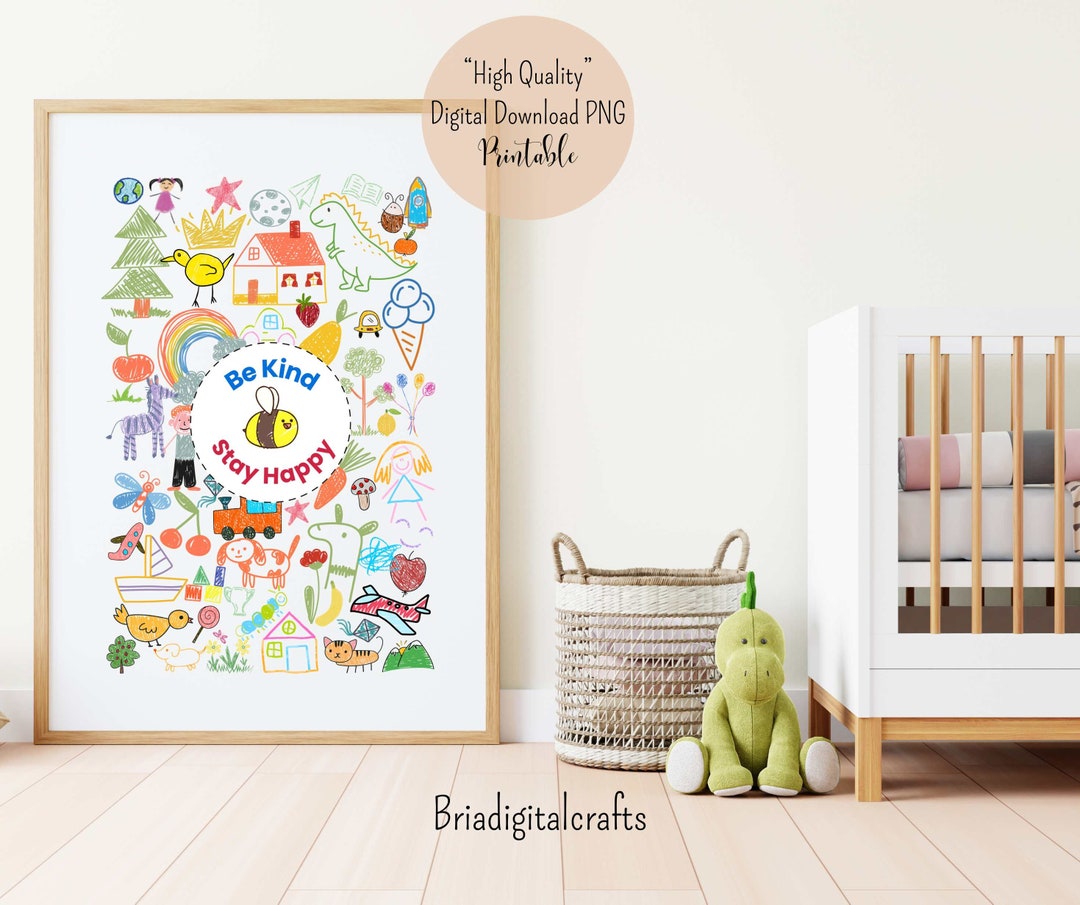 Drawing and Coloring Themed Decor, Creative Kids Poster, Printable ...