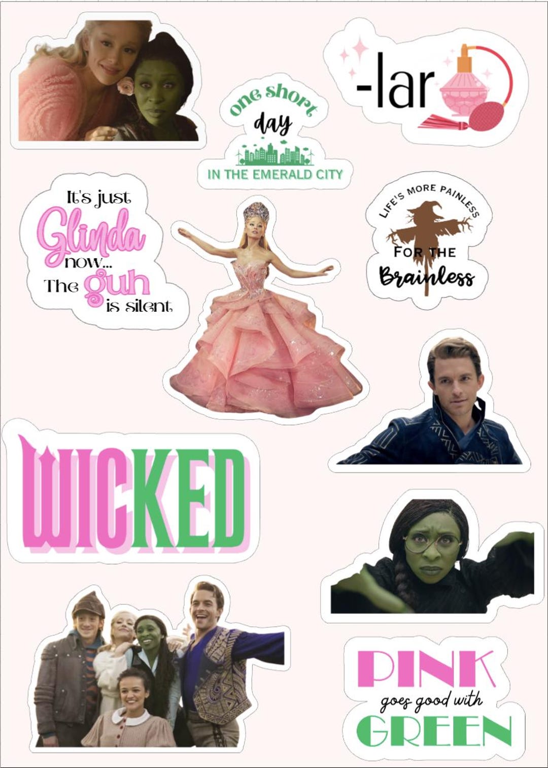 Wicked Sticker Sheet, Stickers, Glinda, Galinda, Gifts, Oz, Wizard ...
