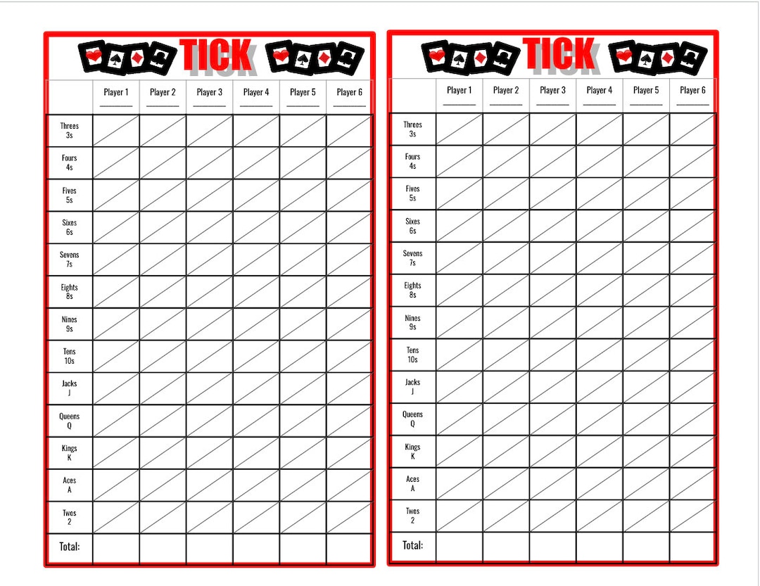 Tick Scoresheet - Etsy