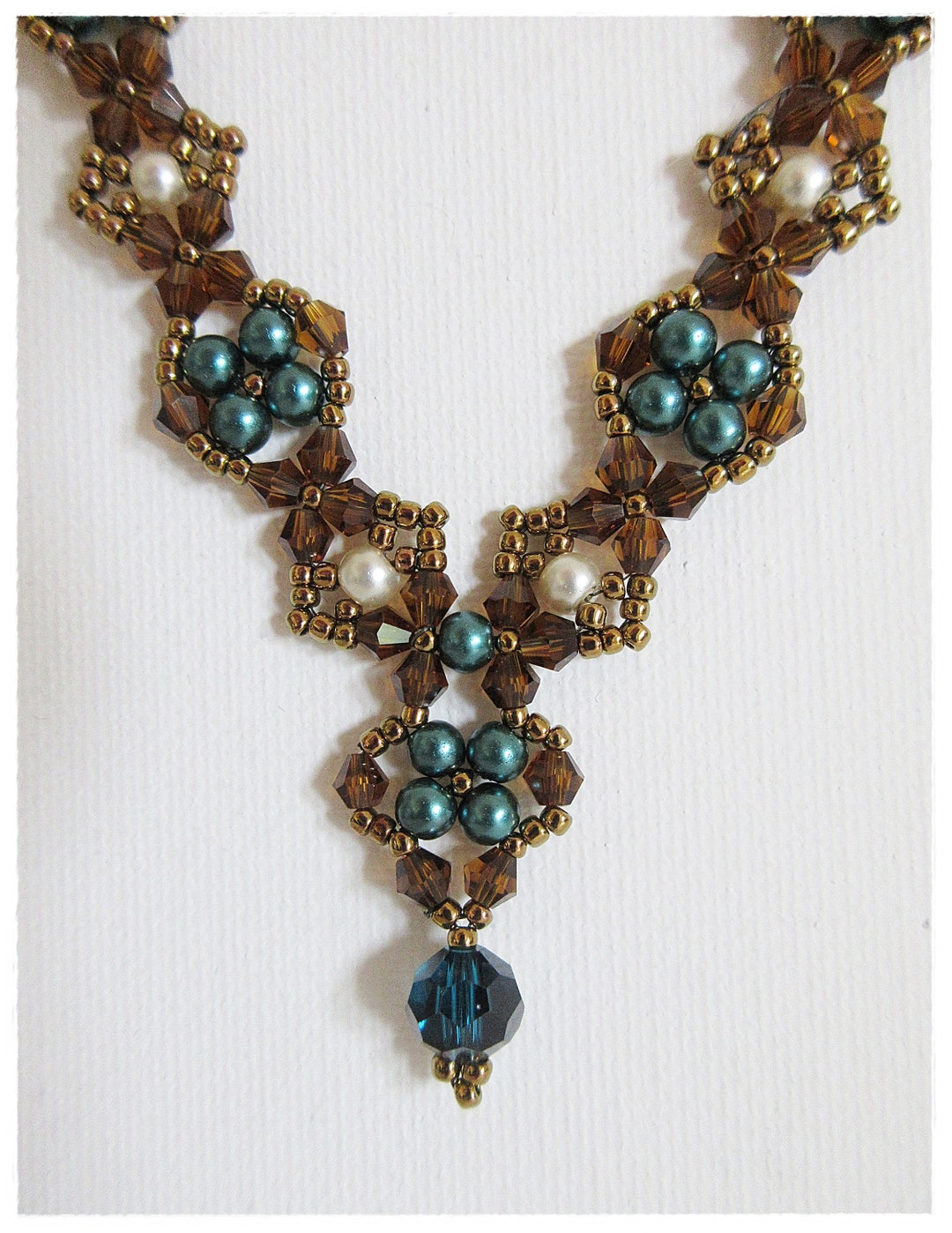 Celia ~ Hand Beaded Long Necklace and Earrings Set, Swarovski Pearls ...