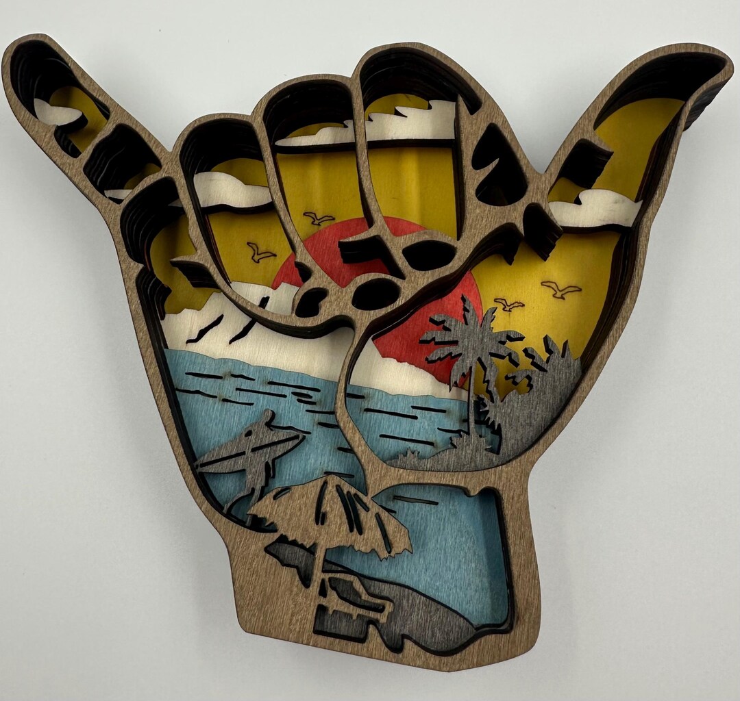 Hawaiian Sunset 3D Shaka Wooden - Etsy