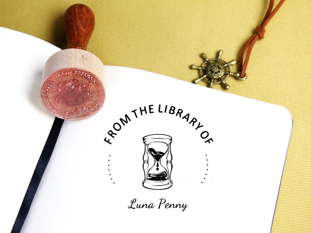 Custom Sand Timer Logo Stamp,personalized Stamp, Library Stamp, Gift ...