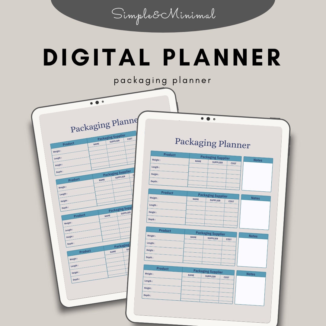 Packaging Planner: Simple & Minimal Digital Business Tool (digital ...