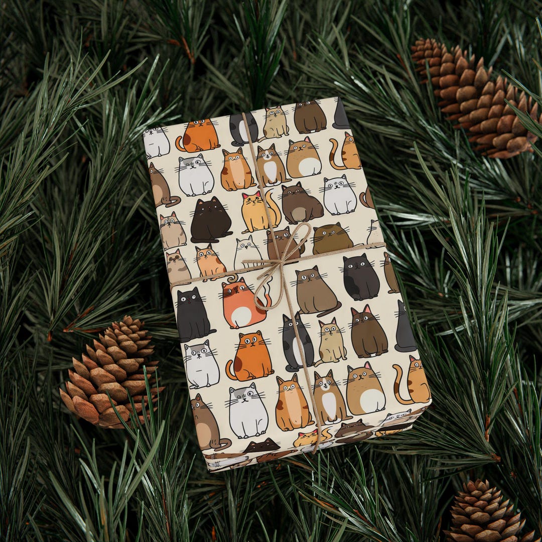 Cute Cats Wrapping Paper for Pet Lovers Glossy/matte Gift Wrap for ...