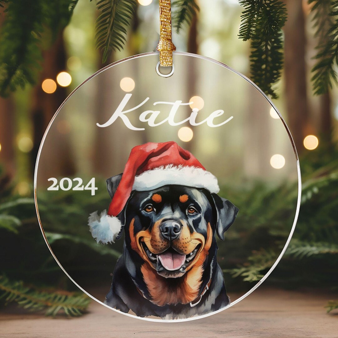 Rottweiler Ornament, Rottie Custom Dog Ornament, Christmas Gifts, Gift ...