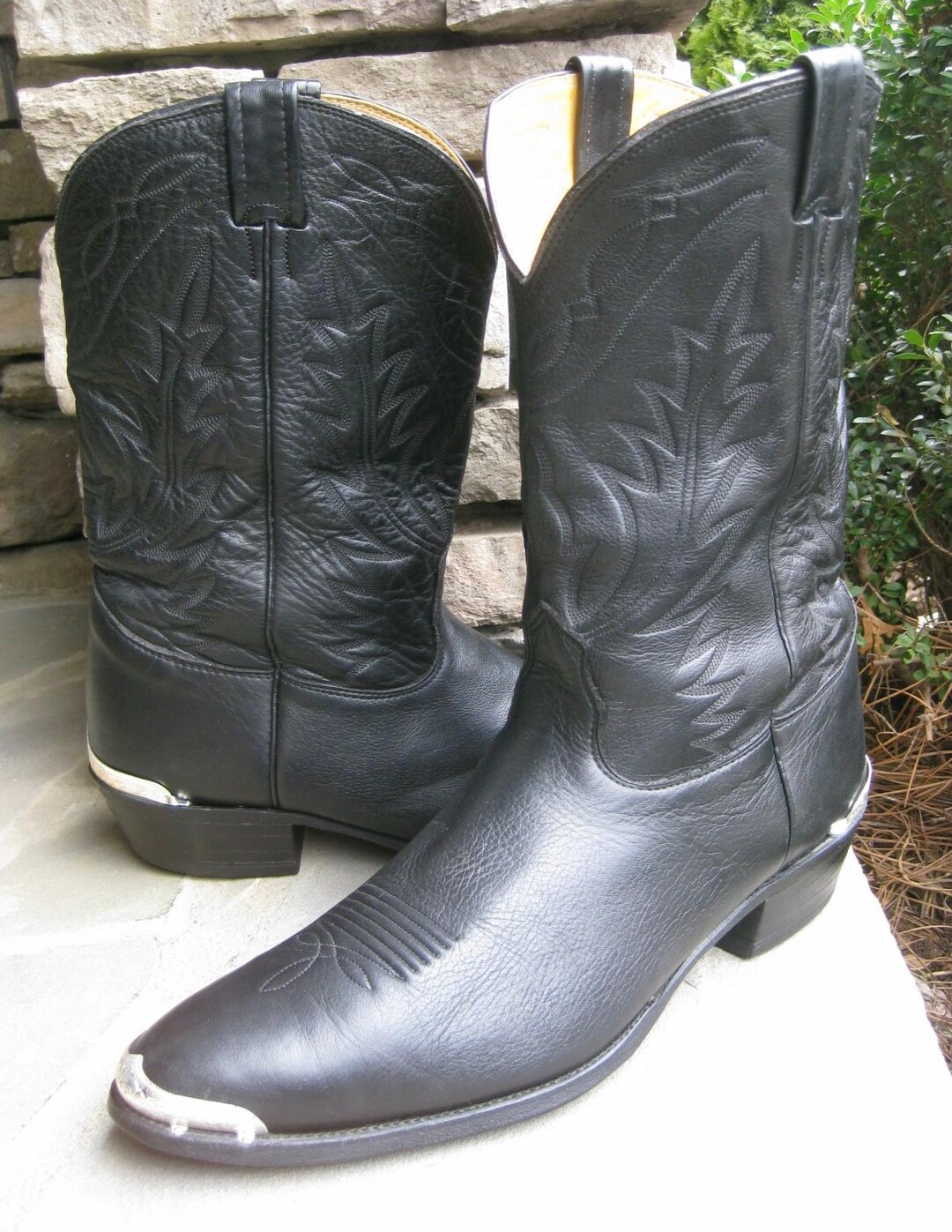 Size 15D NOCONA Men's Hand Sewn 'jackpot' Leather Cowboy Boots ~ Silver ...
