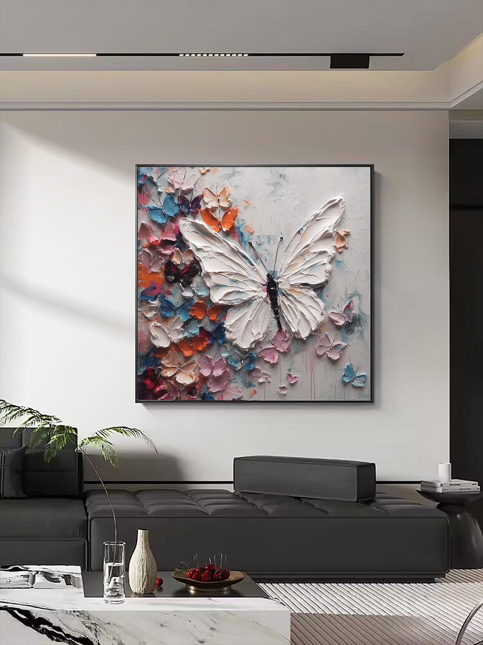 Abstract Butterfly Oil Painting,boho Abstract Animal Wall Art,flying ...