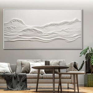 3D White Textured Wall Art,abstract White Ocean Wave Painting,wabi Sabi Wall Art,minimalist ...