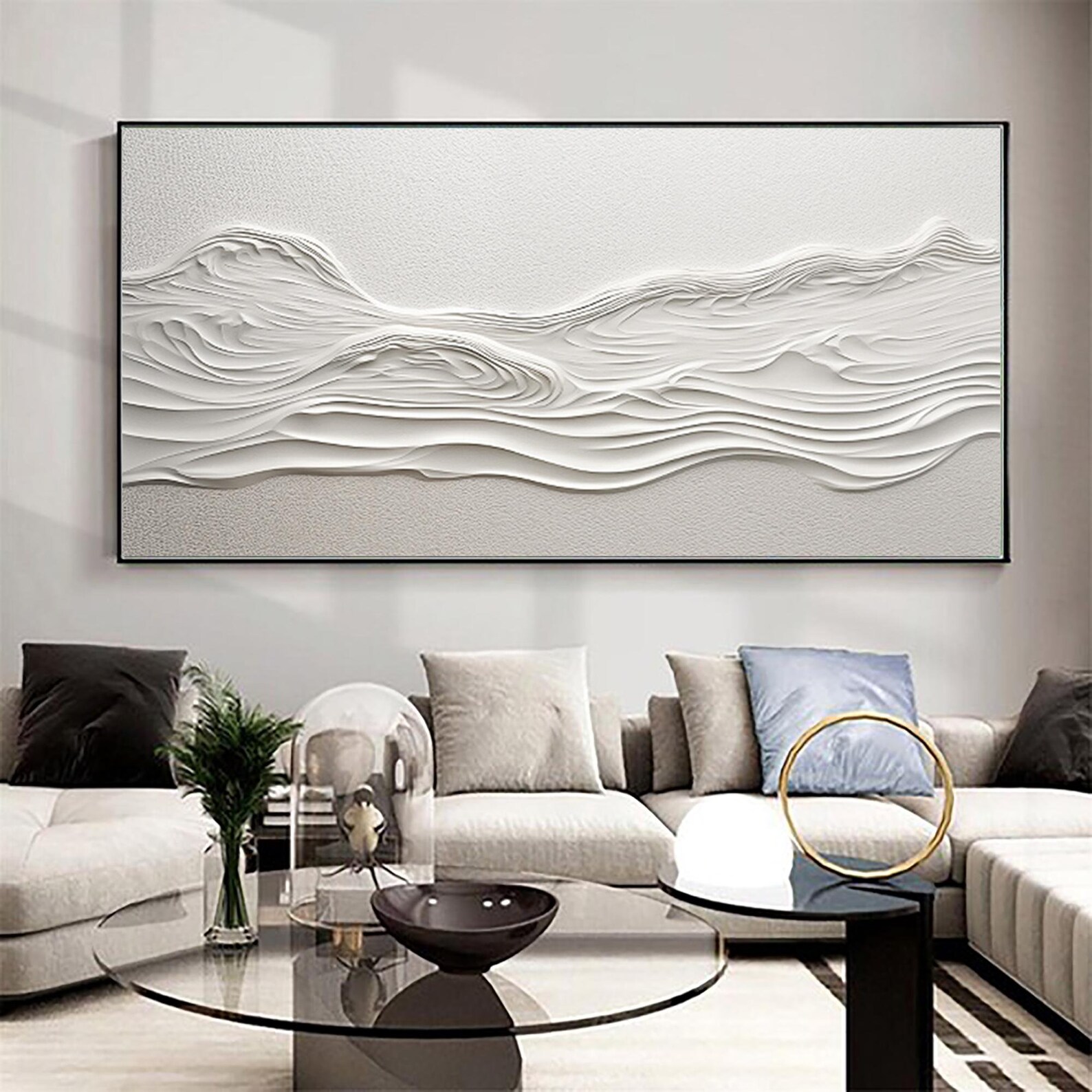 3D White Textured Wall Art,abstract White Ocean Wave Painting,wabi Sabi Wall Art,minimalist ...