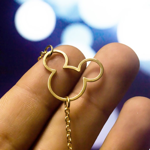 Mickey Necklace Mickey Mouse Gold Plated Dainty Necklace | Etsy