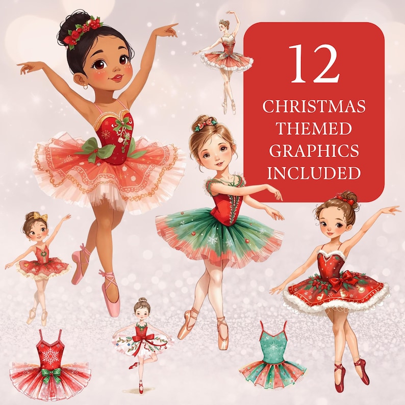 Pink Ballerinas Clipart, Watercolor Christmas and Swan Lake Dancer Girl ...