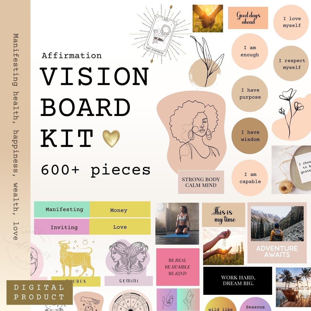 Vision Board Kit, DIGITAL DOWNLOAD, Intention Setting Manifesting Kit ...