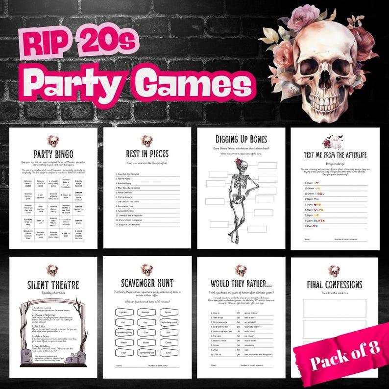 RIP Twenties Party Games: Funeral Theme Birthday Bundle (printable ...