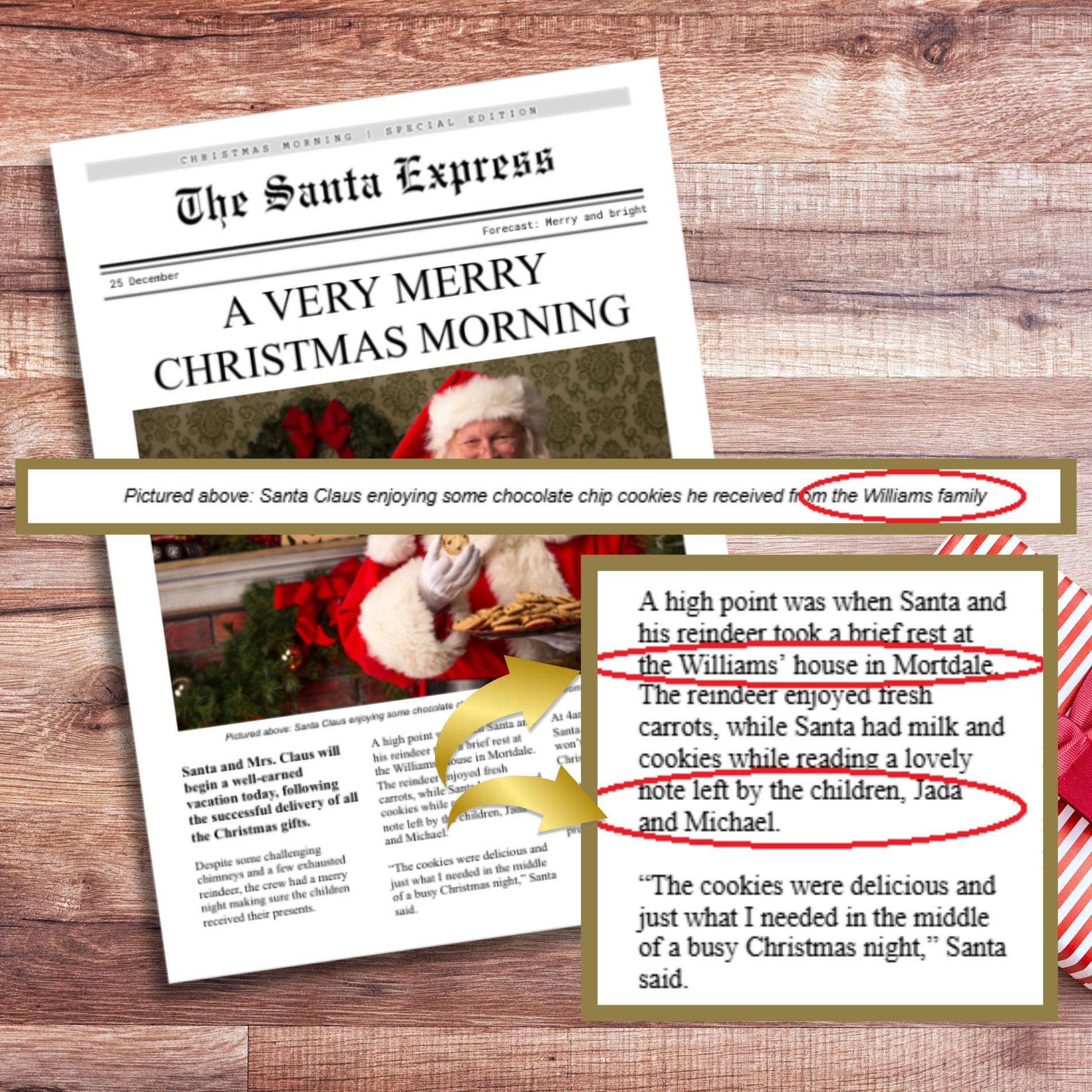Christmas Newspaper Template, INSTANT DOWNLOAD, Editable Santa Letters ...