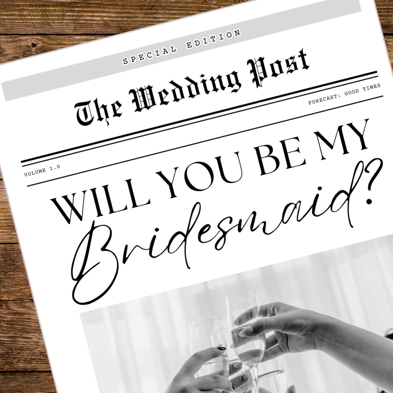 Bridesmaids Proposal Newspaper DIGITAL DOWNLOAD, Newspaper Bouquet ...
