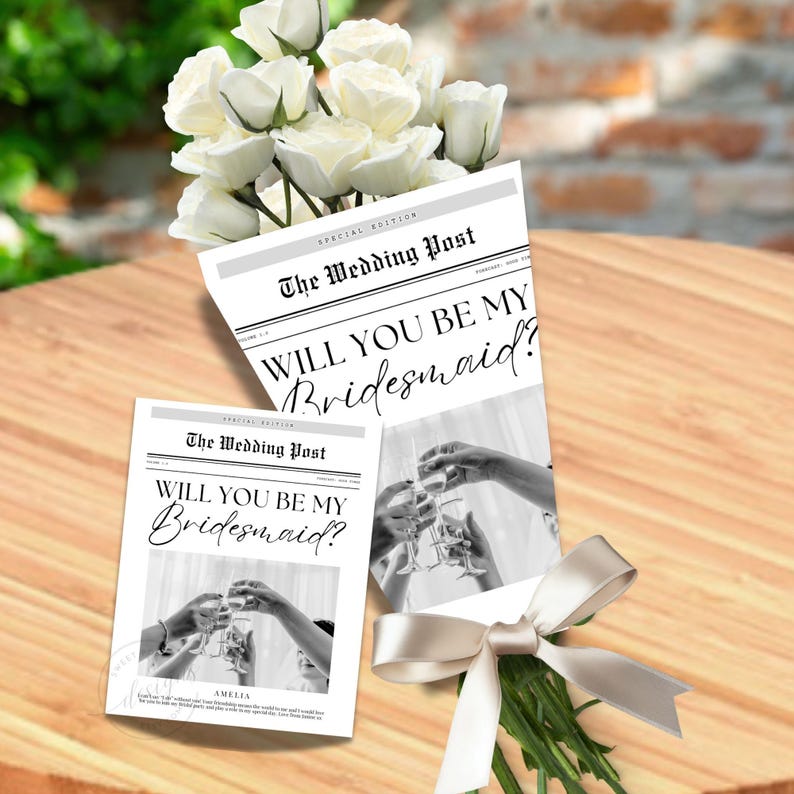 Bridesmaids Proposal Newspaper DIGITAL DOWNLOAD, Newspaper Bouquet ...