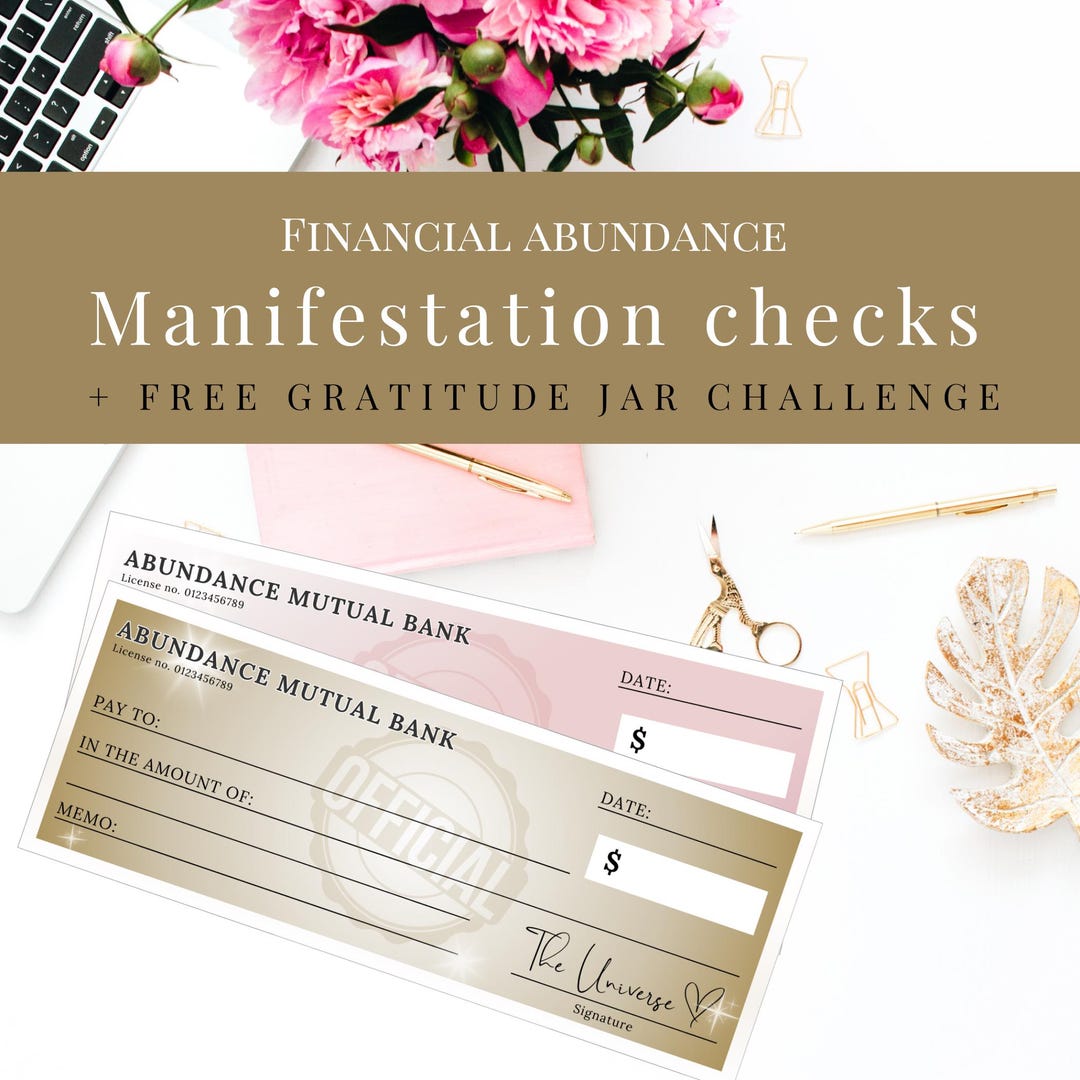 Abundance Checks: Manifestation Kit With Gratitude Jar (digital ...