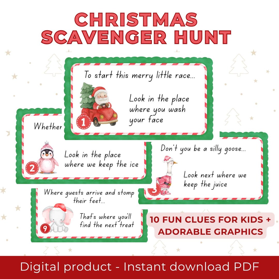Indoor Christmas Scavenger Hunt Activity for Kids - Printable PDF for ...