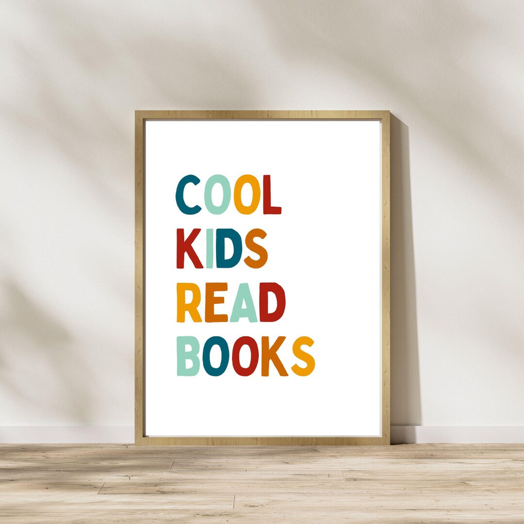 Cool Kids Read Books, DIGITAL DOWNLOAD, Book Shelf Poster Reading ...