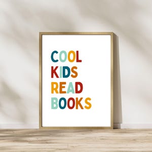 Cool Kids Read Books, DIGITAL DOWNLOAD, Book Shelf Poster Reading ...