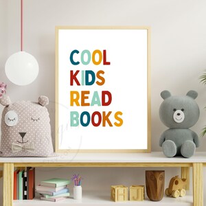 Cool Kids Read Books, DIGITAL DOWNLOAD, Book Shelf Poster Reading ...