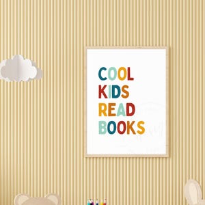 Cool Kids Read Books, DIGITAL DOWNLOAD, Book Shelf Poster Reading ...