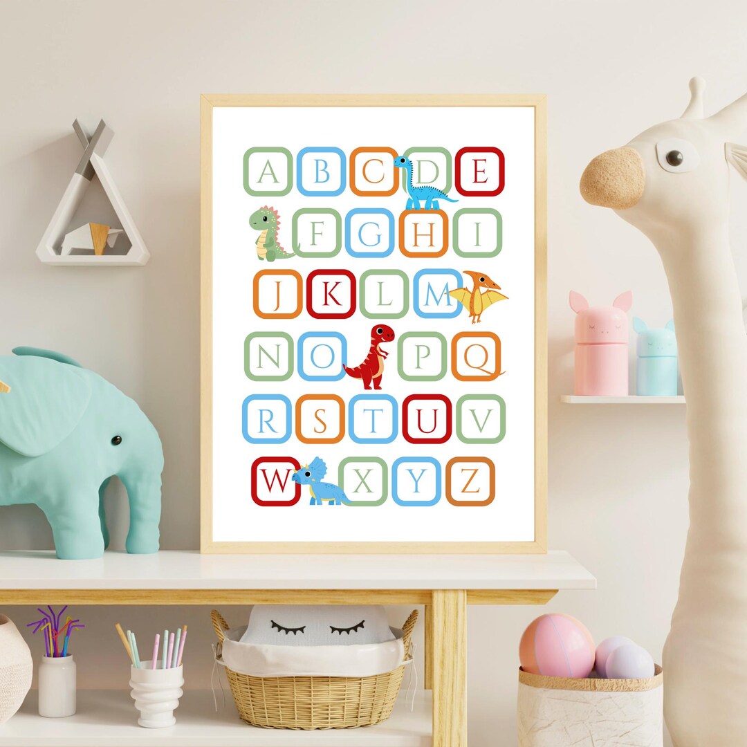Dinosaur Alphabet Poster: Educational Wall Art for Kids (digital ...