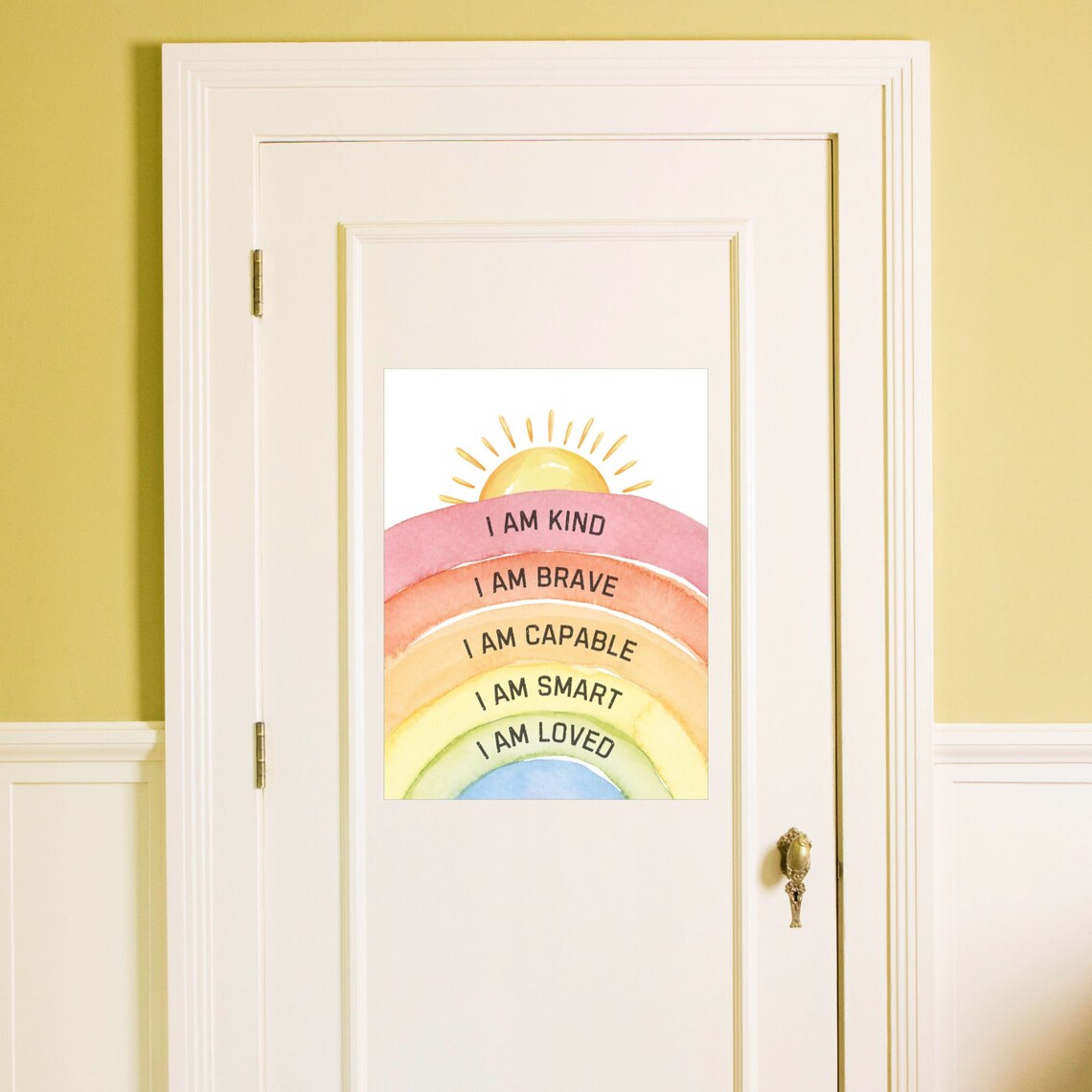 Kids Affirmations DIGITAL DOWNLOAD Printable Nursery Wall Art Rainbow ...