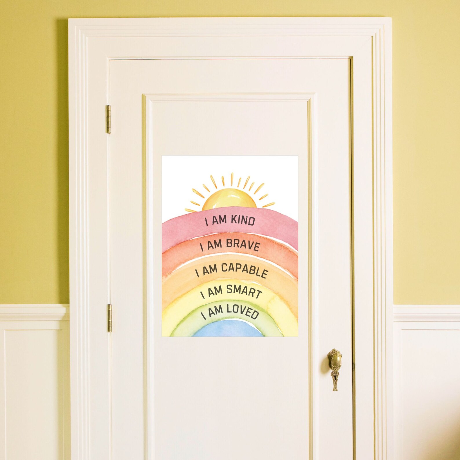 Kids Affirmations DIGITAL DOWNLOAD Printable Nursery Wall Art Rainbow ...