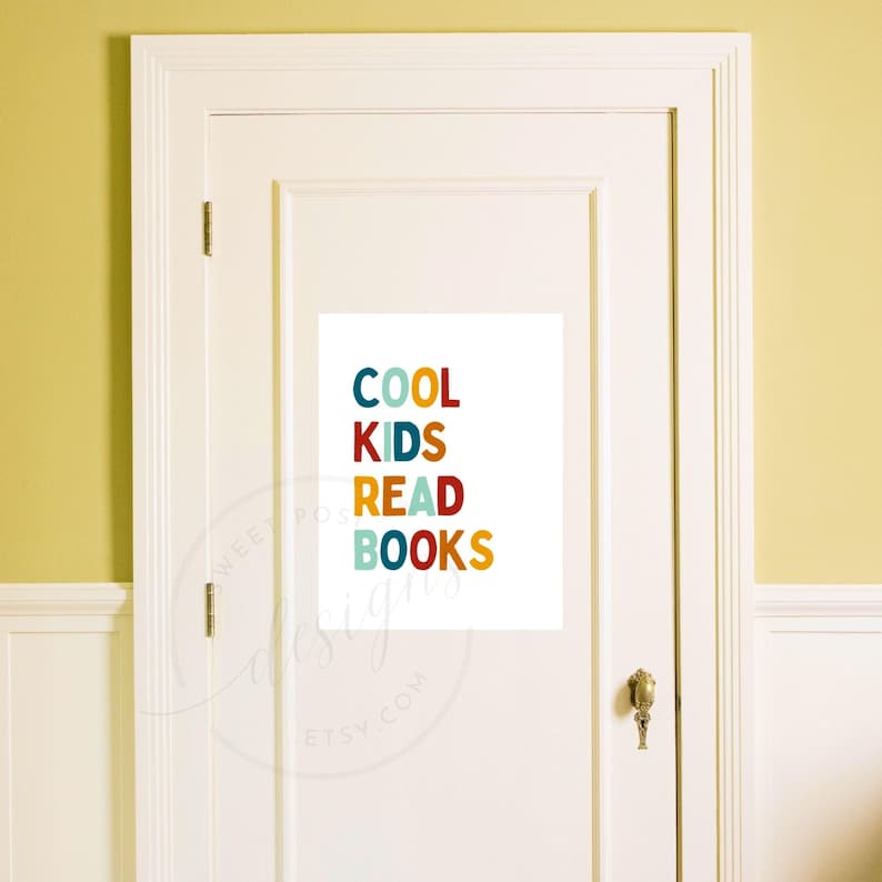 Cool Kids Read Books, DIGITAL DOWNLOAD, Book Shelf Poster Reading ...